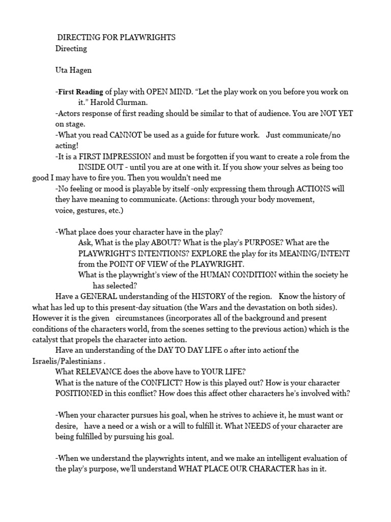 Directing Techniques for Playwrights | PDF | Audition | Feeling