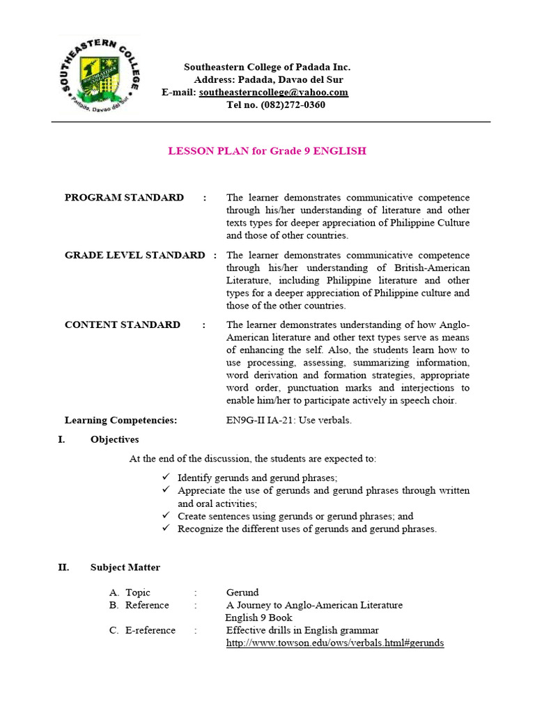 Final Lesson Plan | PDF | Preposition And Postposition | Verb