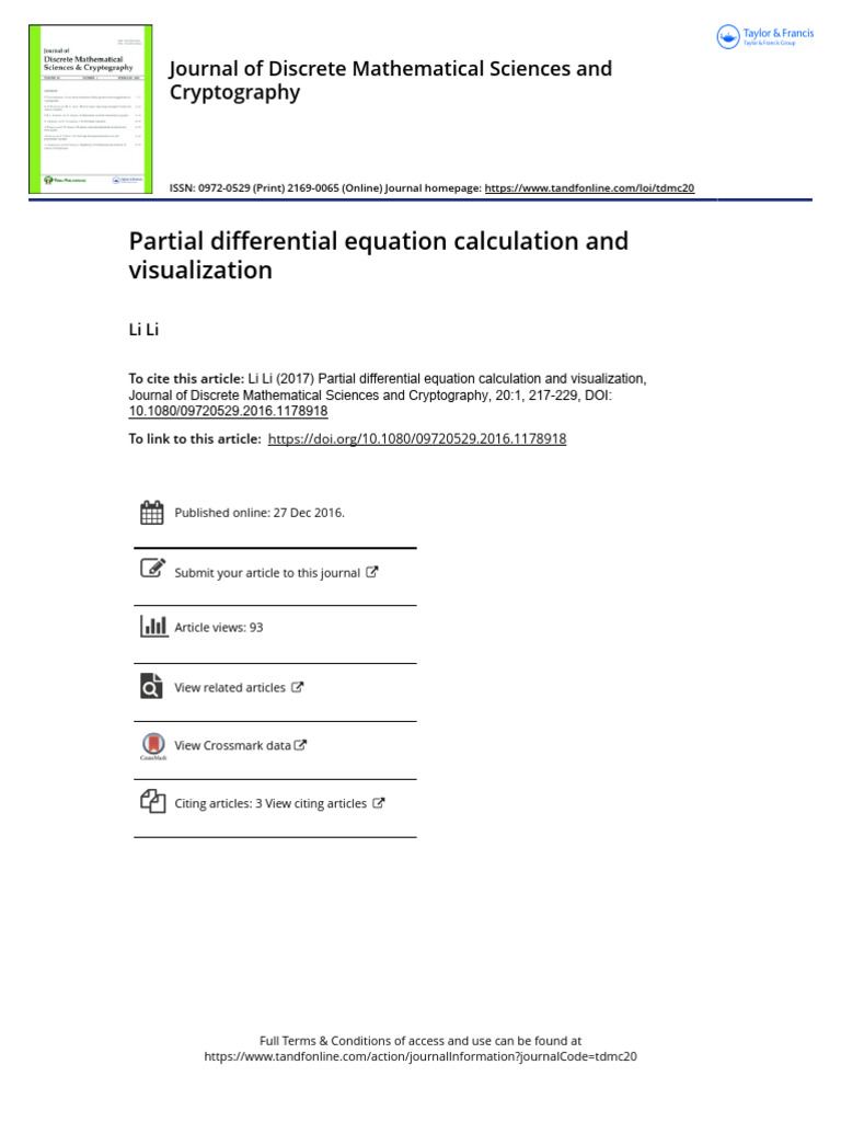 Partial Differential Equation Calculation and Visualization 0 | PDF | Partial Differential ...
