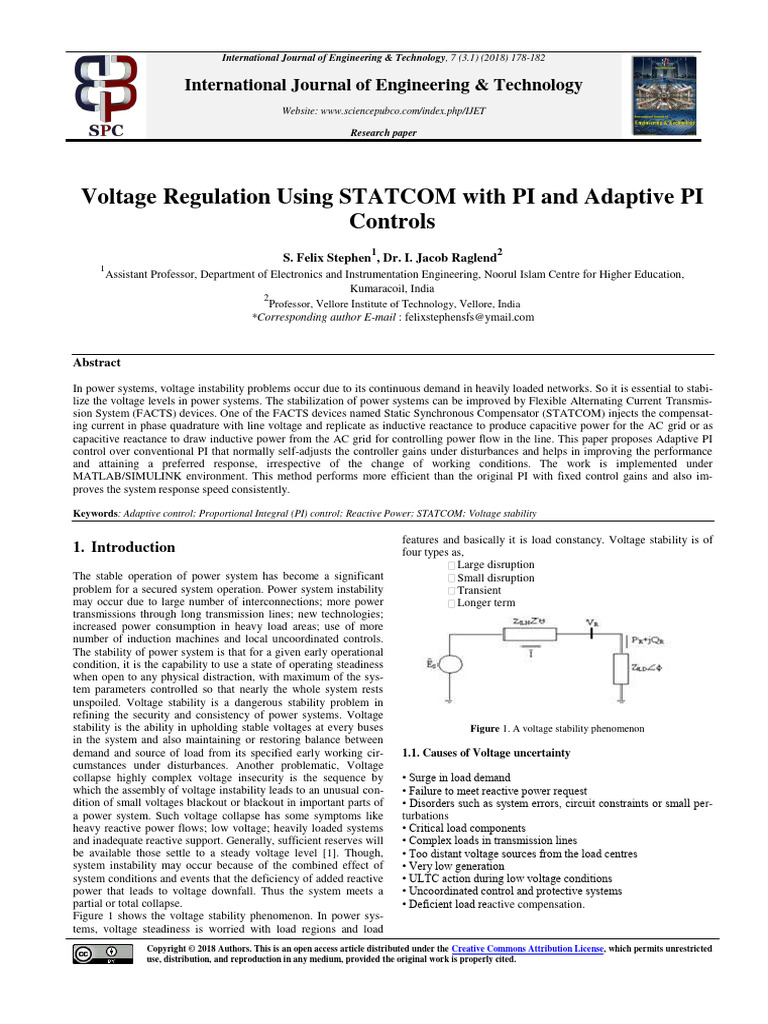 Voltage Regulation Using STATCOM With PI | PDF | Capacitor | Electrical Engineering