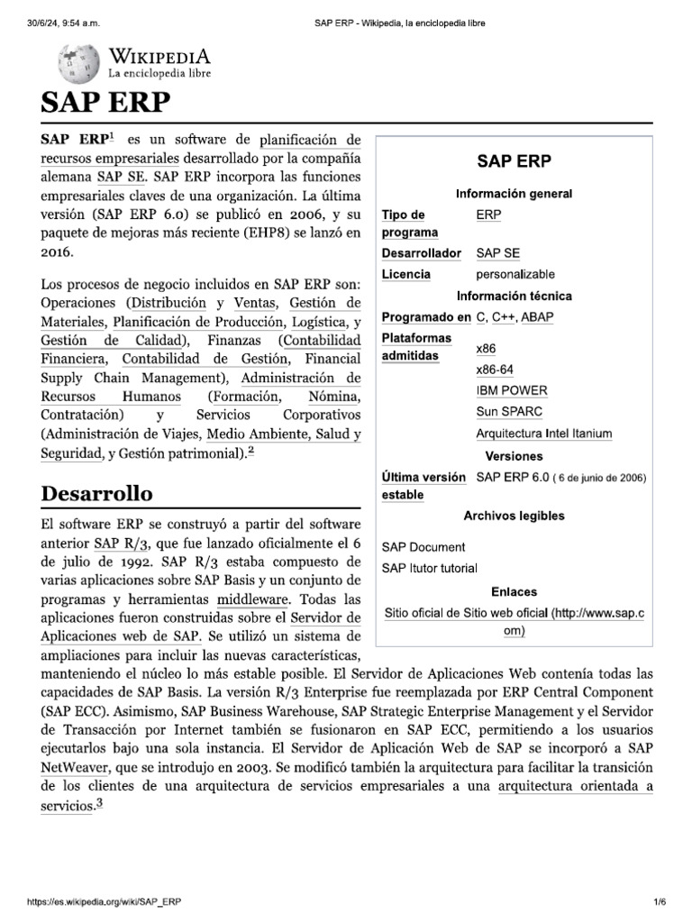 Notas SAP ERP Personal | PDF