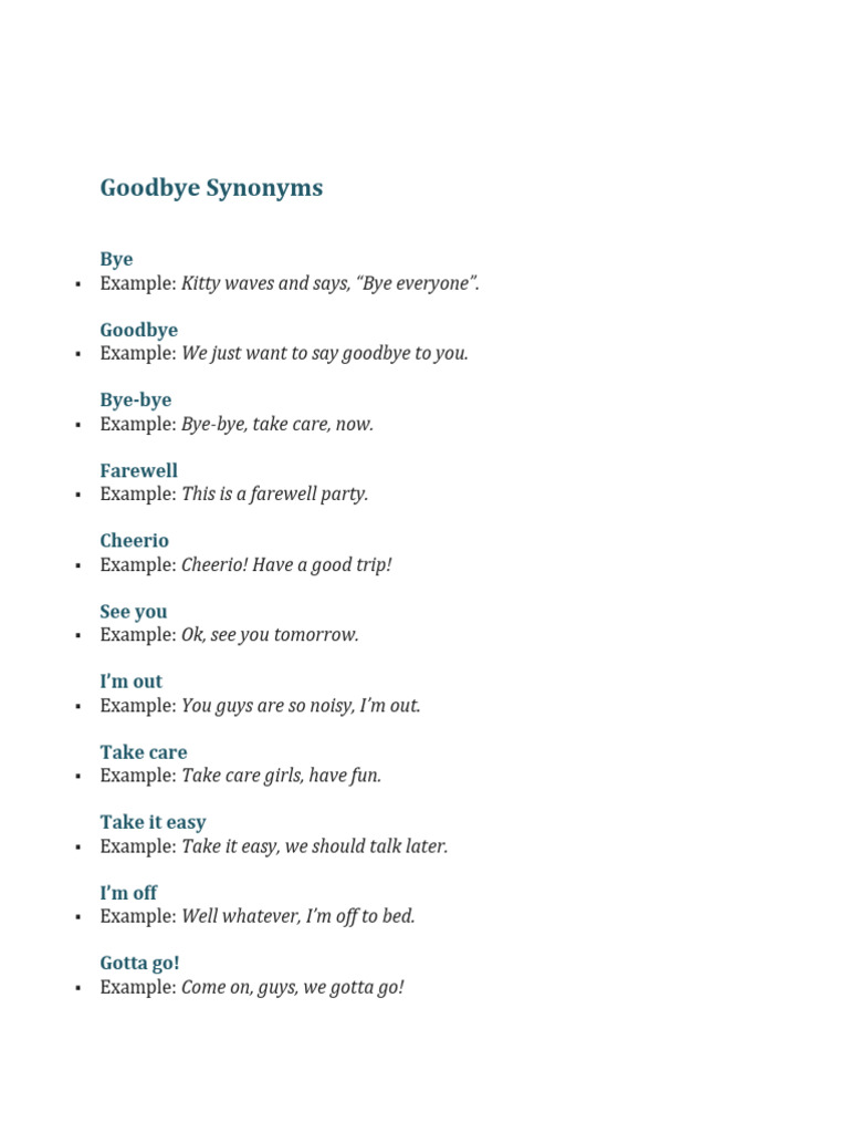 Common Ways to Say Goodbye | PDF
