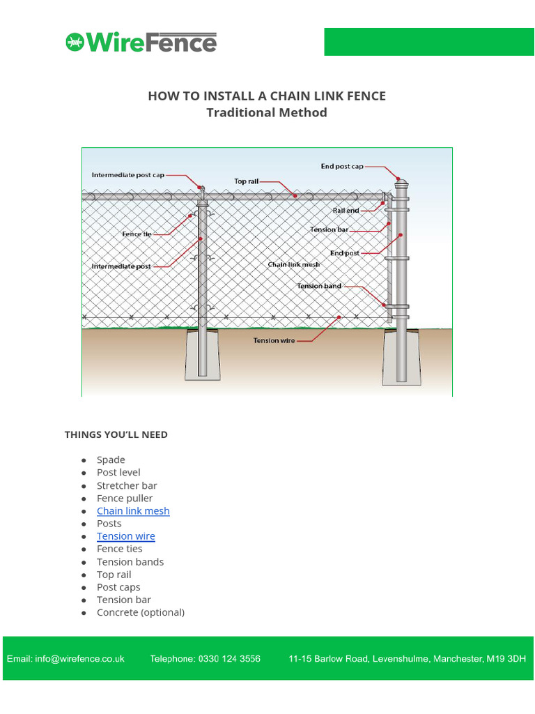 Chain Link Fence Installation Guide | PDF | Concrete