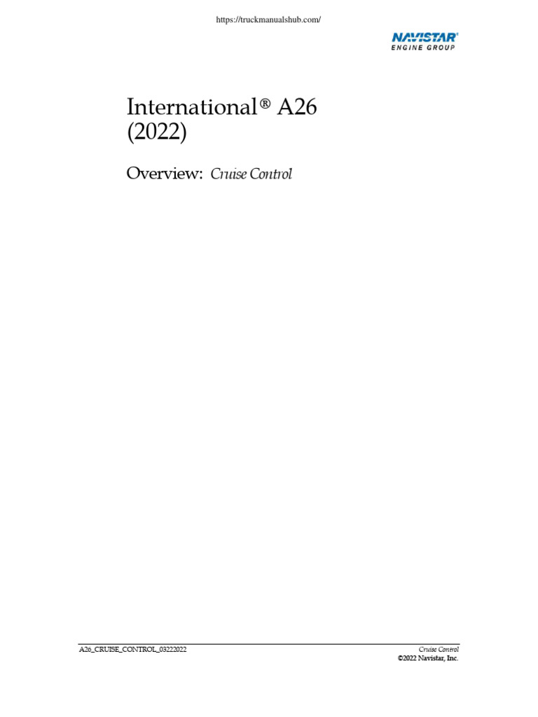 International A26 Cruise Control Operator's Manual | PDF | Manual ...