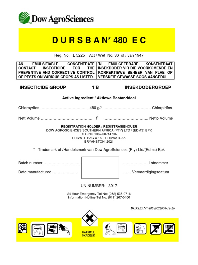 Dursban 480 Ec Label | PDF | Insecticide | Vomiting