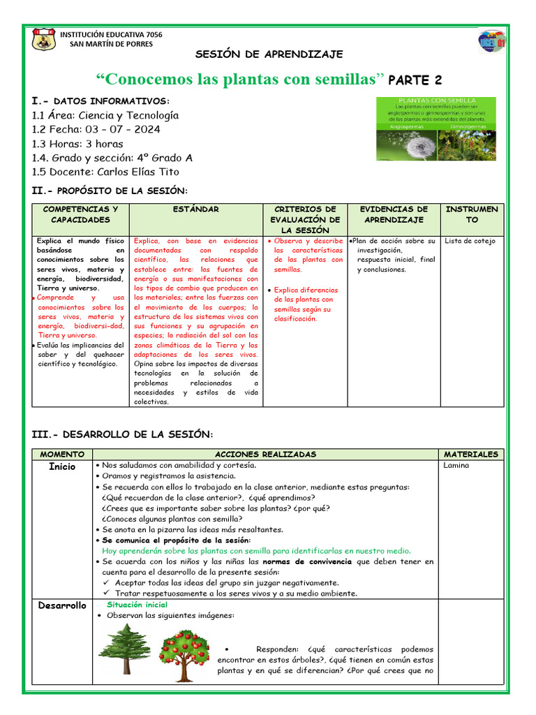 Conocemos Las Plantas Con Semillas | PDF | Hipótesis | Aprendizaje