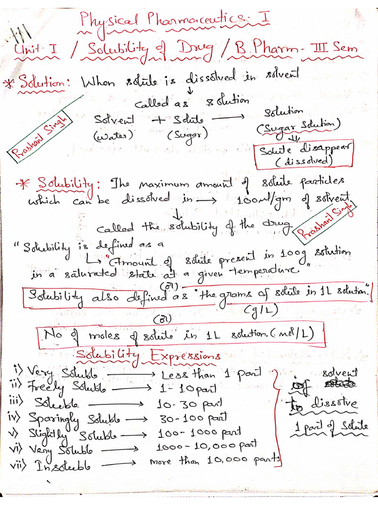 Physical Pharmaceutics - 1 Unit - 1 Notes by Dr. Prashant Singh | PDF