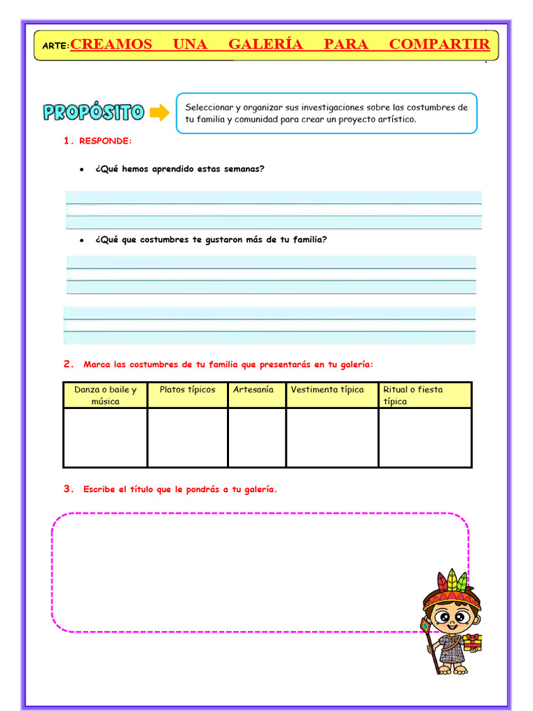 u4 s3 Ficha d5 Arte Creamos Una Galería de Costumbres | PDF