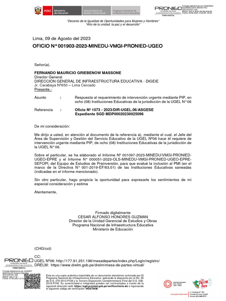 Intervención Urgente en 8 Escuelas UGEL 06 | PDF | Accesibilidad