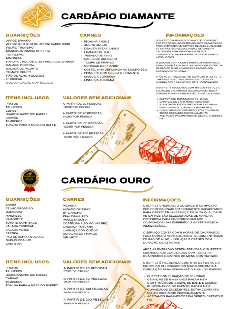 CARDÁPIOS | PDF | Culinária | Culinária ocidental