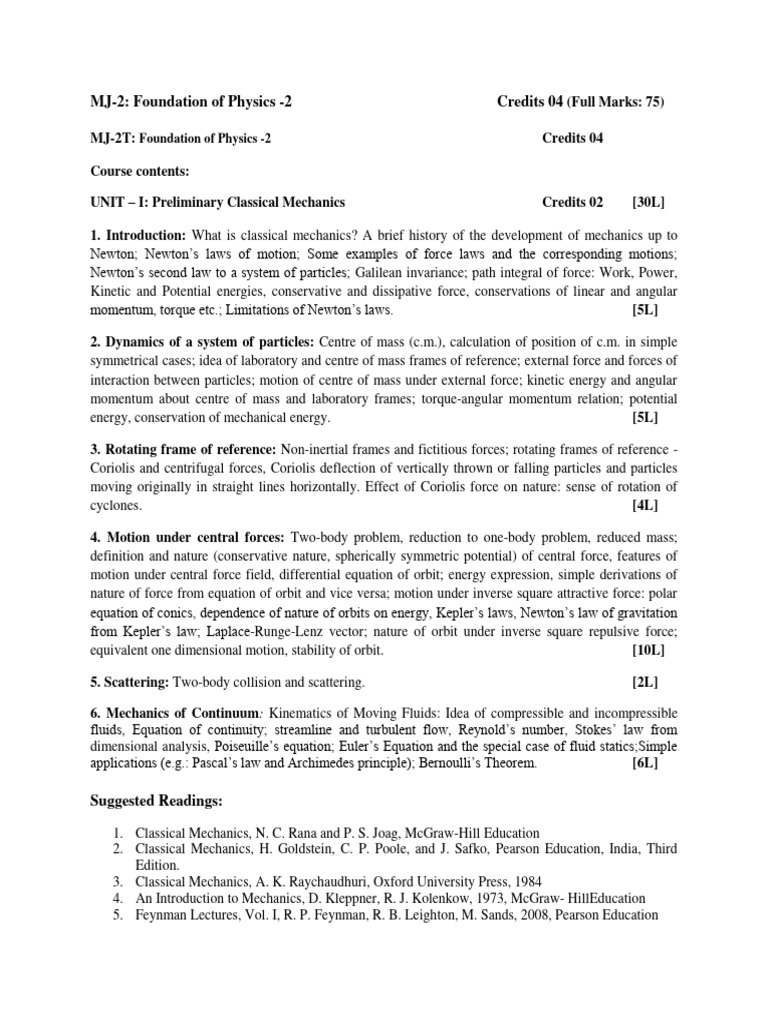 Sem II Syllabus | PDF | Magnetic Field | Force