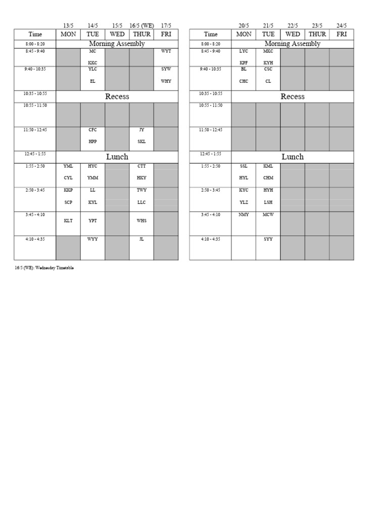 13-24 May 2024 Appraisal Timetable | PDF