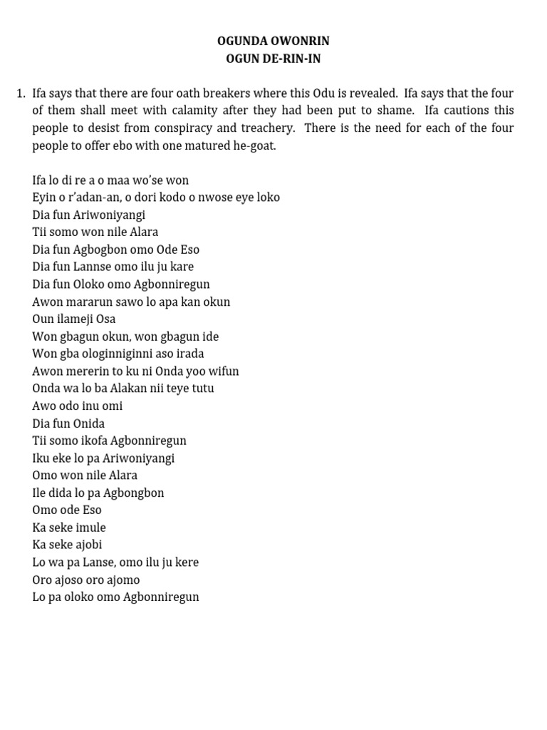 6.ogunda Owonrin | PDF | Ethnic Religion | Santería