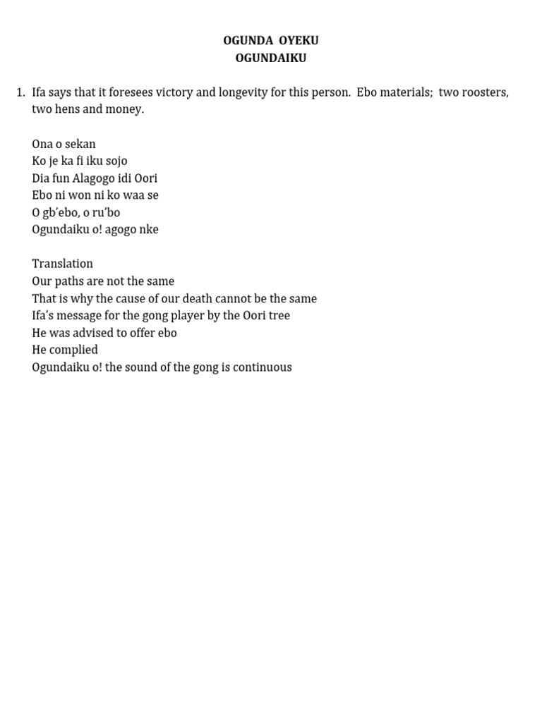 2.ogunda Oyeku | PDF | Ethnic Religion | Santería