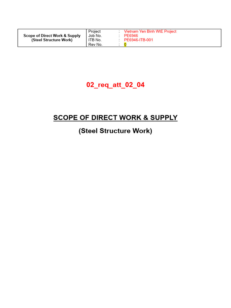 02 - Req - Att - 02 - 04 Scope of Direct Work - Steel Structure | PDF | Warehouse | Screw