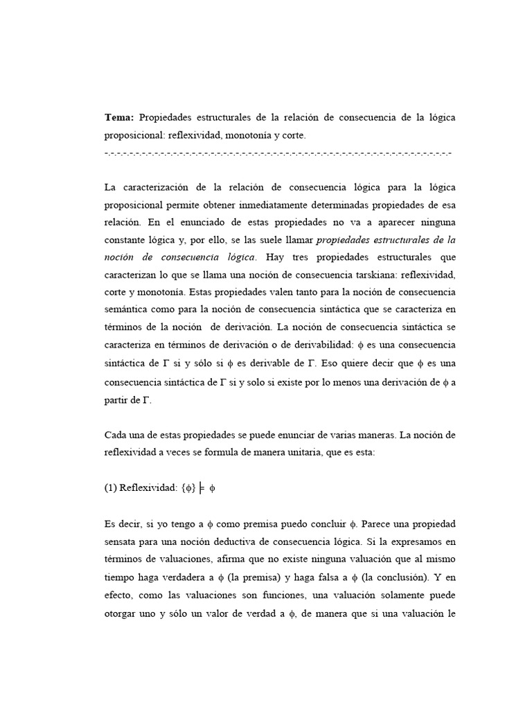 Propiedades estructurales de la relación de consecuencia de la lógica ...