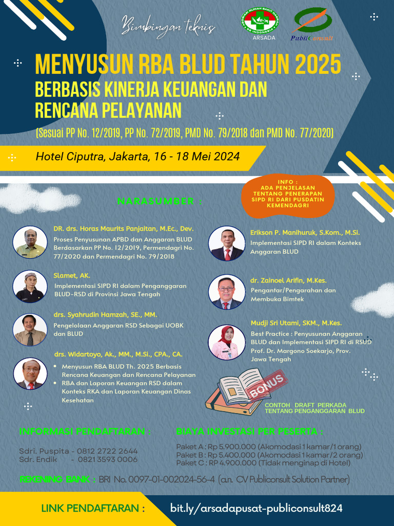 Undangan Dan Tor Bimtek Menyusun Rba Tahun 2025, Arsada, Jakarta, 16-18 Mei 2024 - Baru | PDF