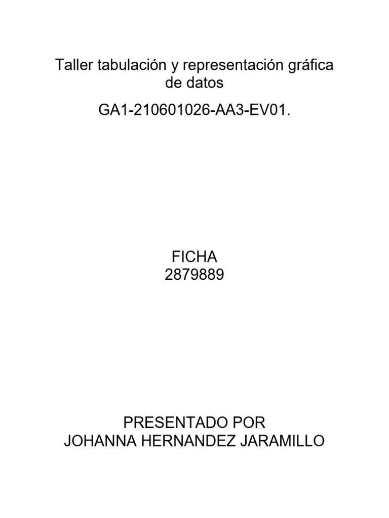 Taller Tabulación y Representación Gráfica de Datos | PDF