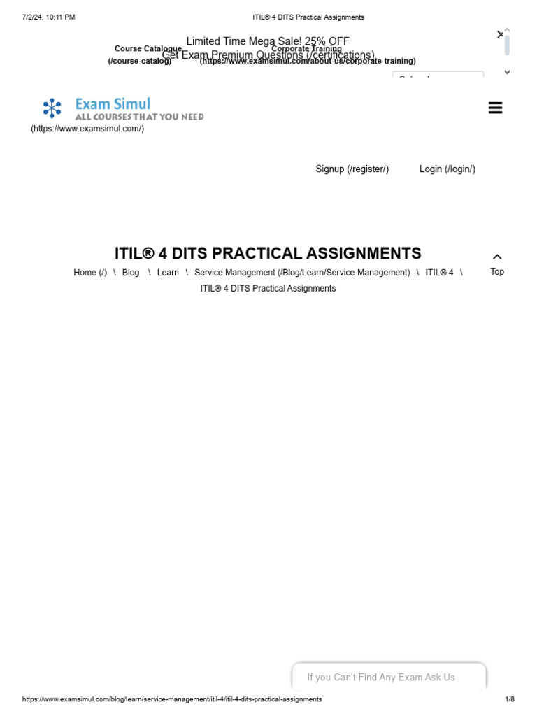 ITIL® 4 DITS Practical Assignments | PDF | Multiple Choice | Personal ...