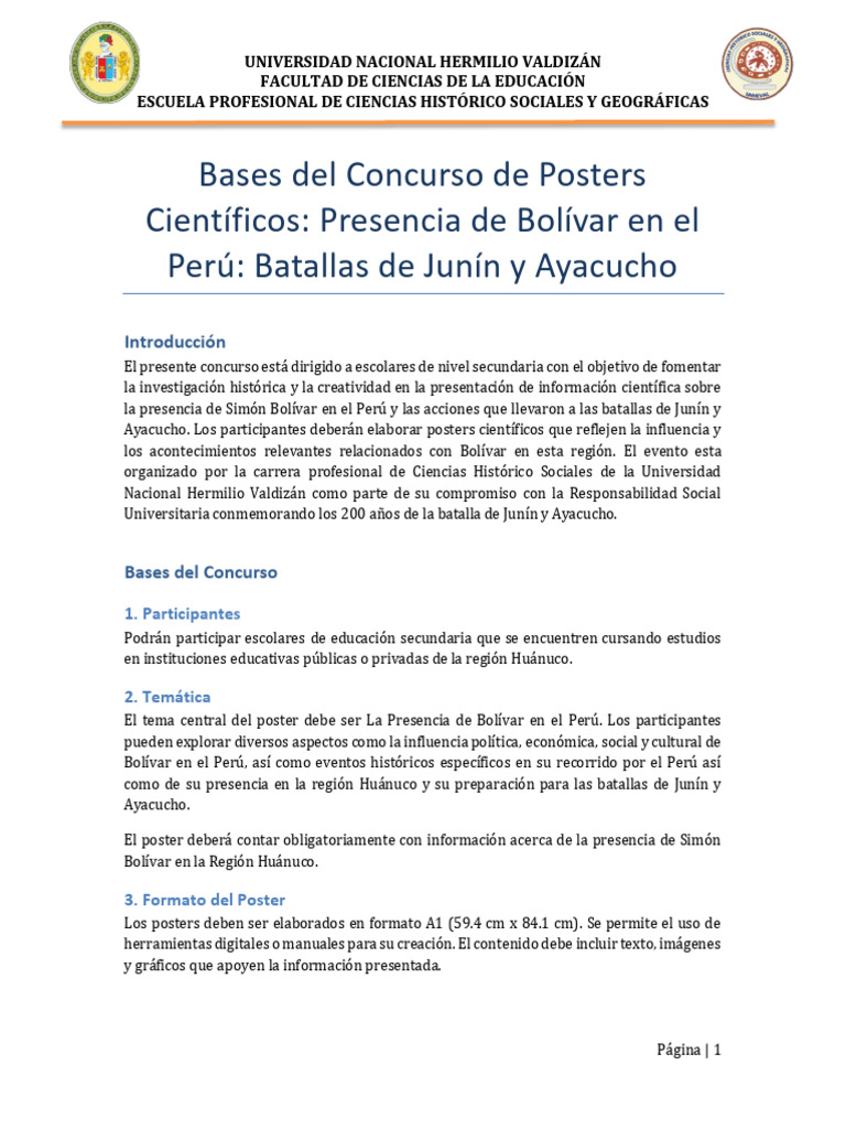 Bases Concurso de Pósters 2024 | PDF | Perú
