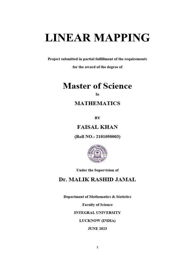Project On Linear Mapping | PDF | Linear Map | Basis (Linear Algebra)