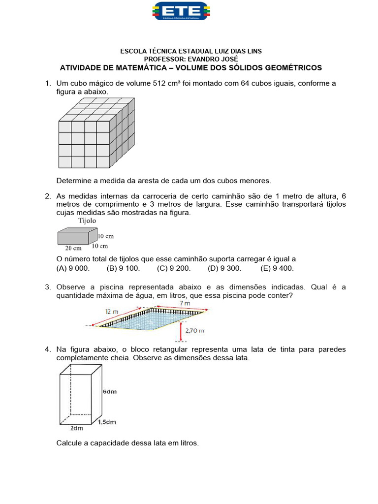 Volume Dos Sólidos Geométricos | PDF | Arte