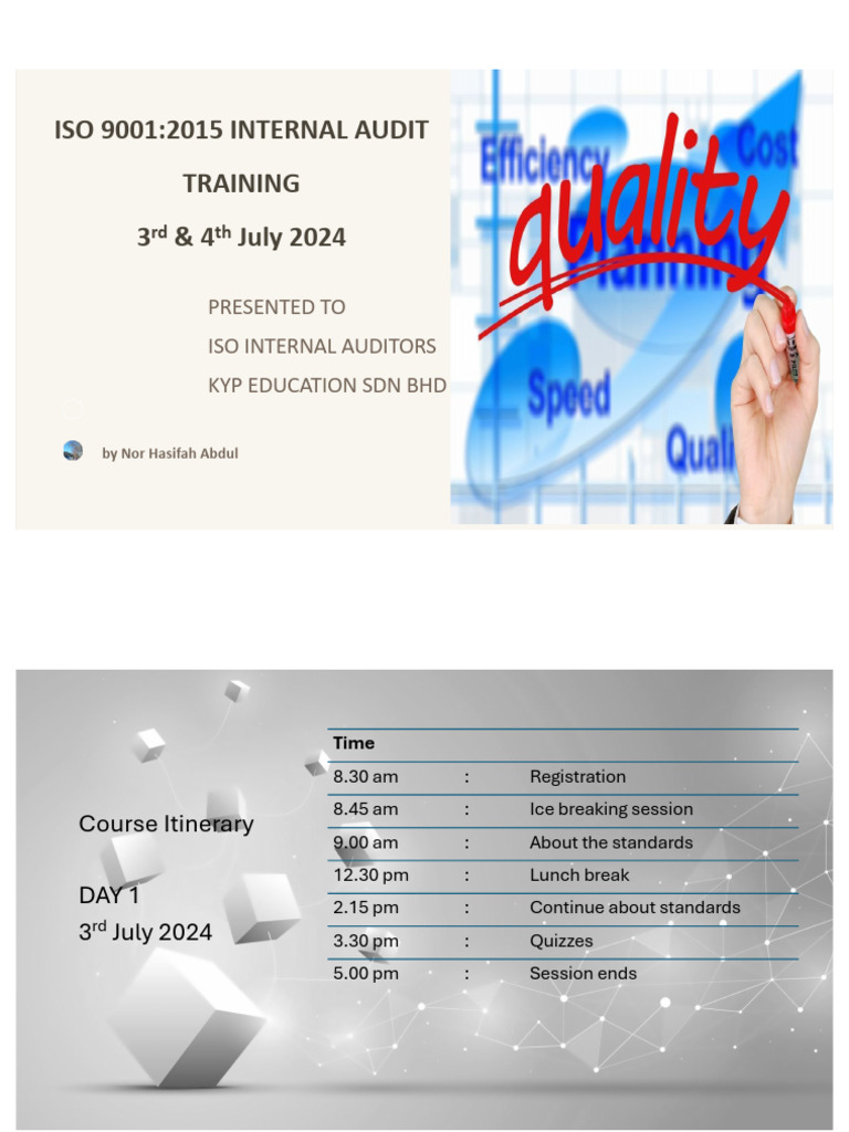 ISO 9001 IA Training KESB Day 1 | PDF | Iso 9000 | Risk