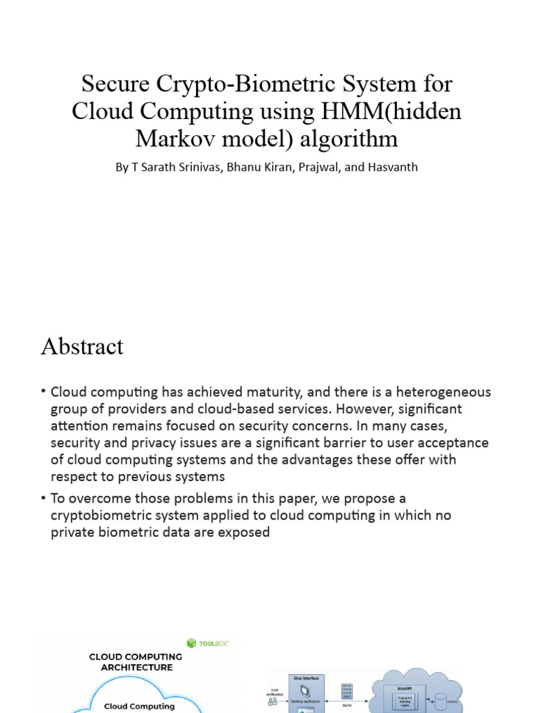Secure Crypto-Biometric System For Cloud Computing Using HMM Algorithm | PDF | Cloud Computing ...