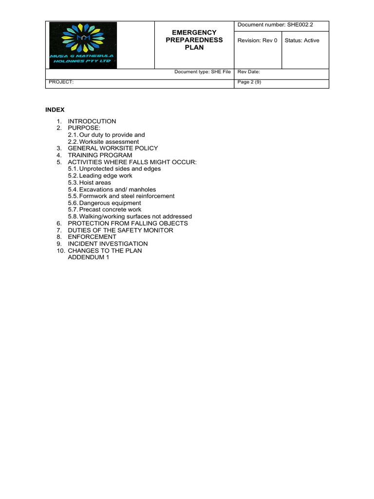 Fall Protection Plan and Procedures 1 | PDF | Safety | Employment