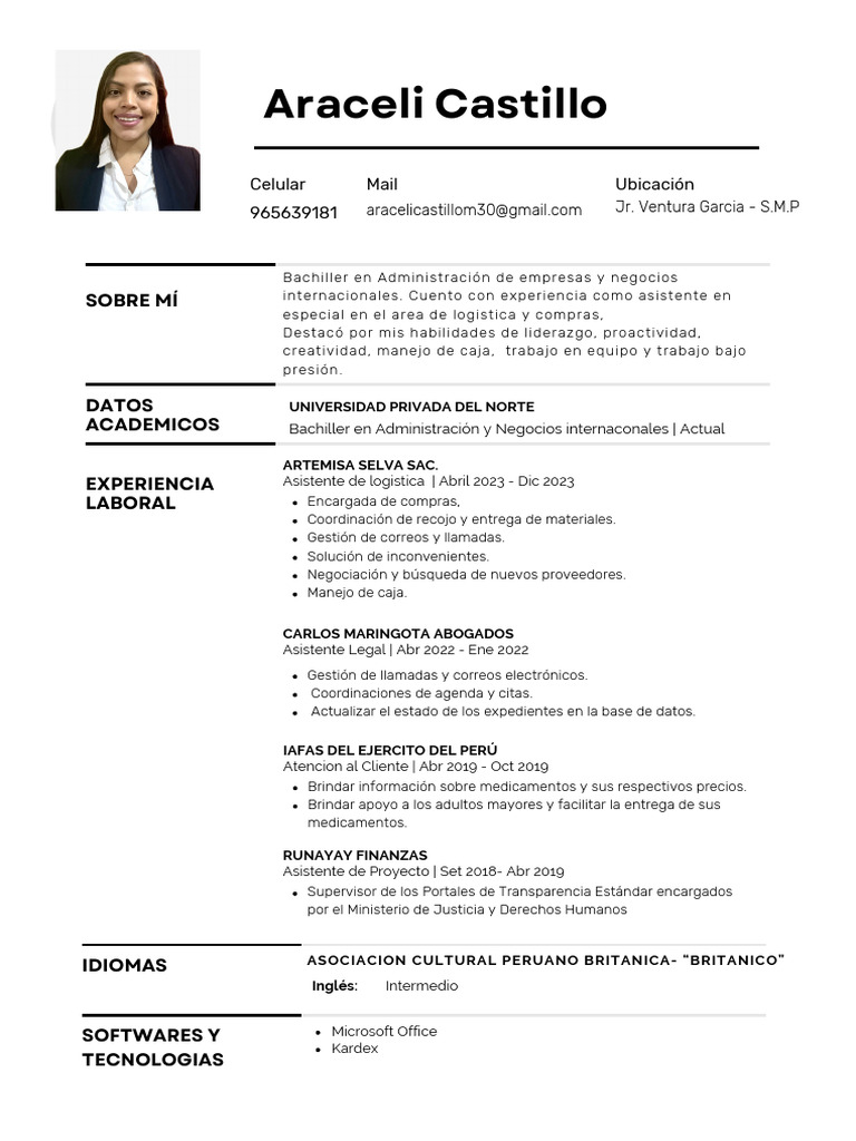 CV Araceli Castillo Maringota | PDF | Logística