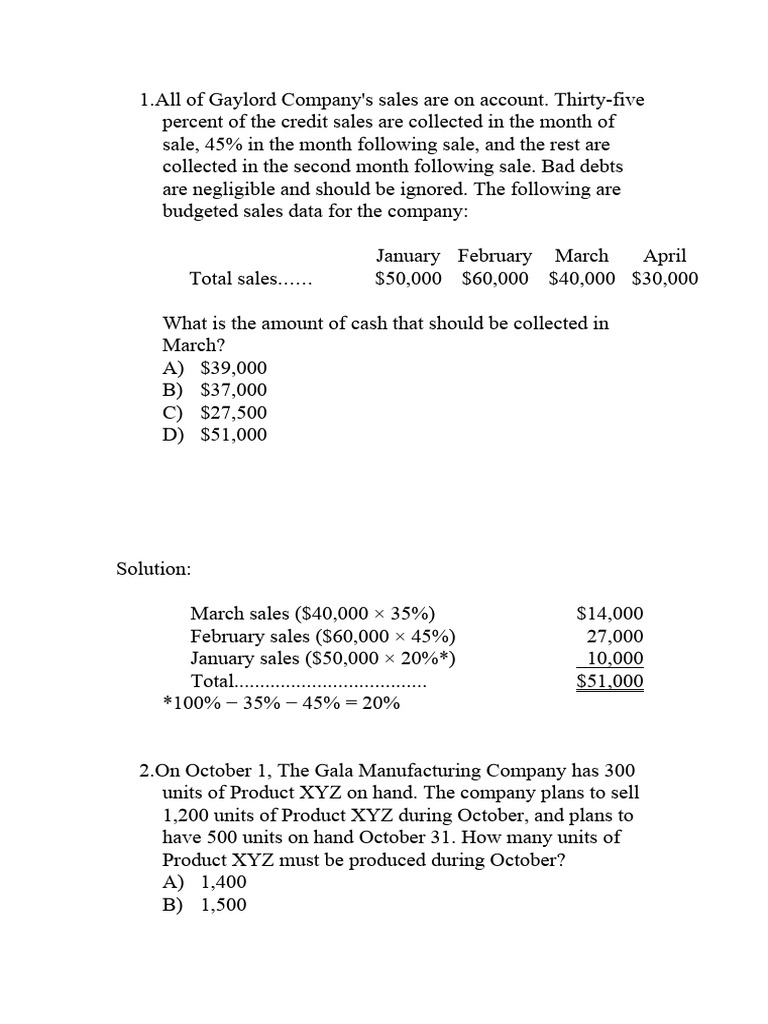Budgets 2 exercises | PDF | Financial Economics | Business