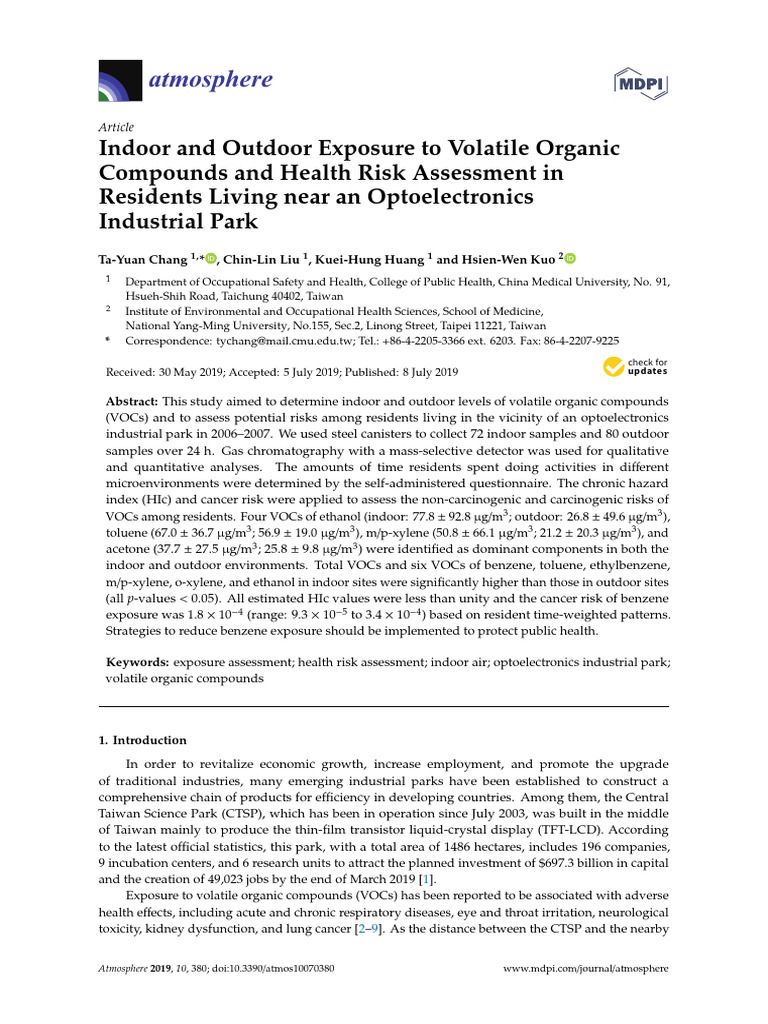 Atmosphere 10 00380 | PDF | Volatile Organic Compound