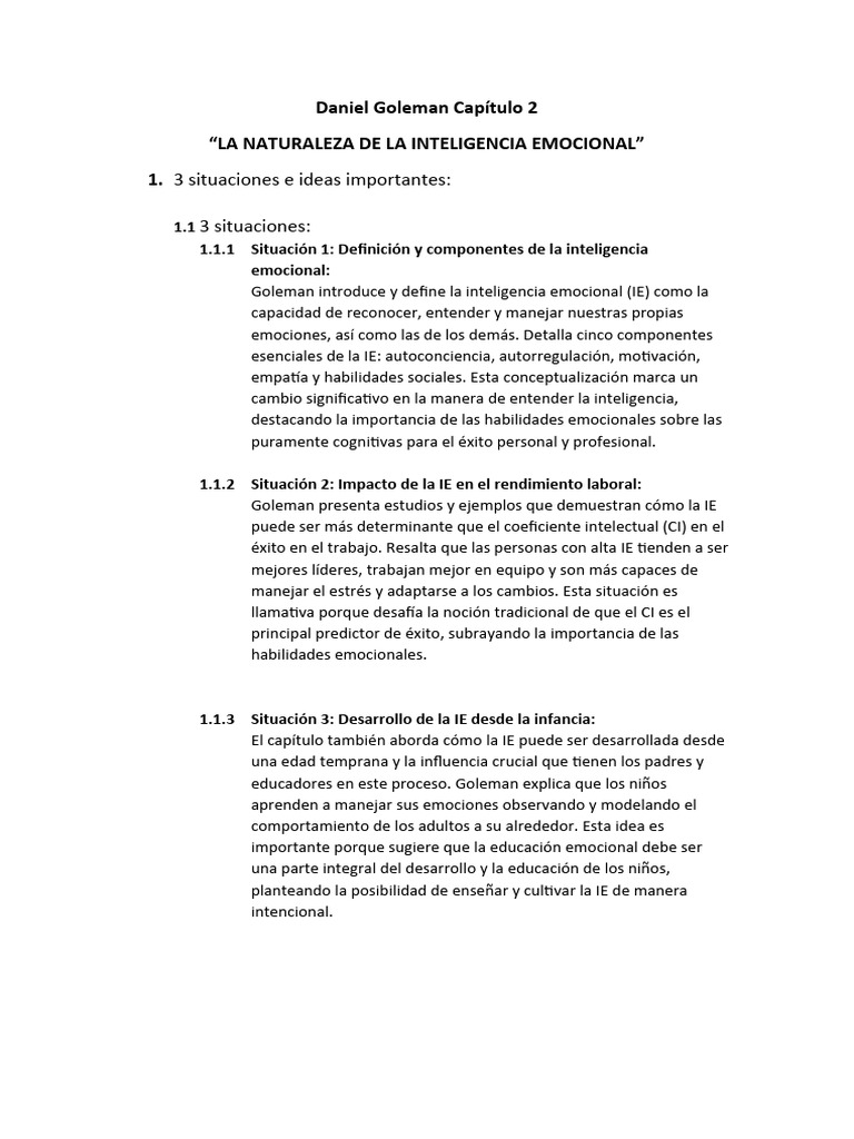 Daniel Goleman Capítulo 2 Pdf Inteligencia Emocional Las Emociones