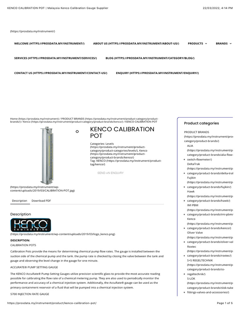 KENCO CALIBRATION POT - Malaysia Kenco Calibration Gauge Supplier | PDF