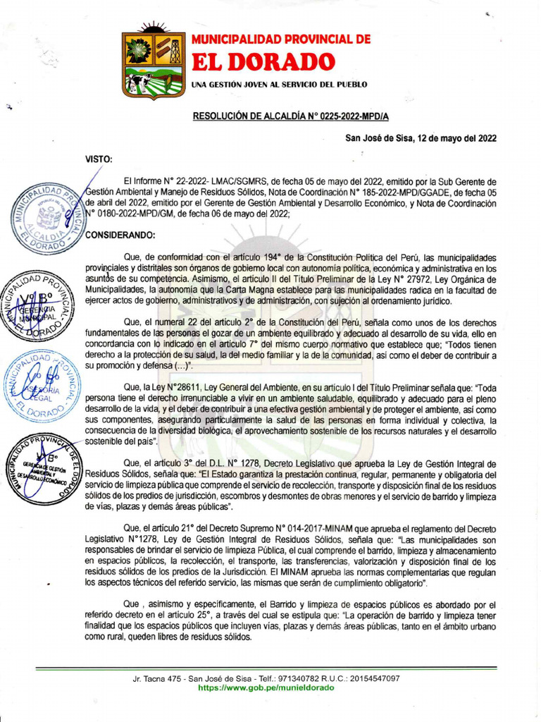 Resol y Plan Barrido y Limpieza PDF | PDF