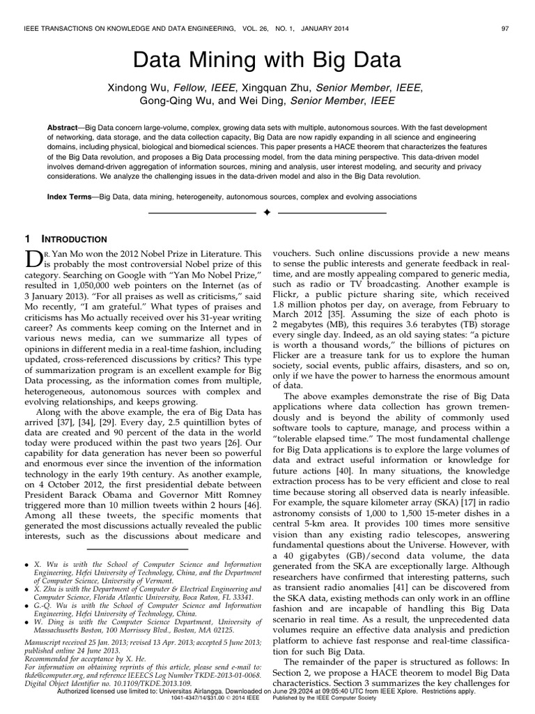 Data Mining With Big Data Pdf Big Data Information
