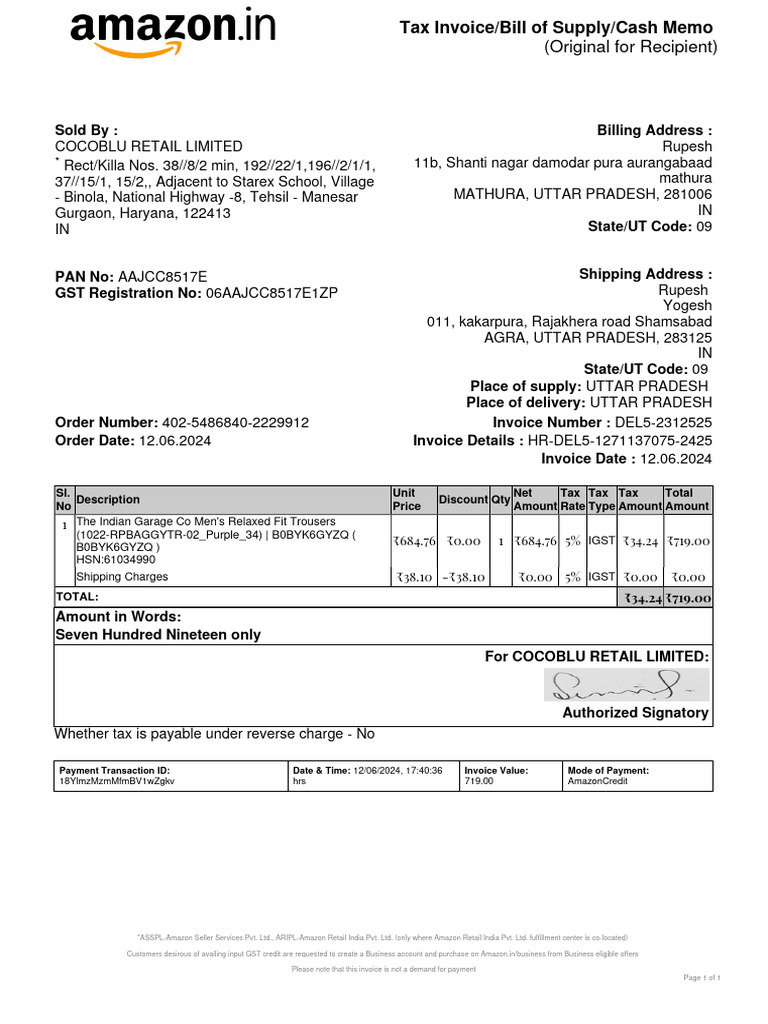Invoice 1 | PDF | Invoice | Taxes
