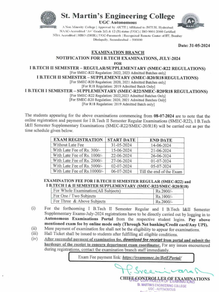 1-2 B.Tech Regular-Supple & 1-1 B.Tech Supple Exams Notification-JULY ...