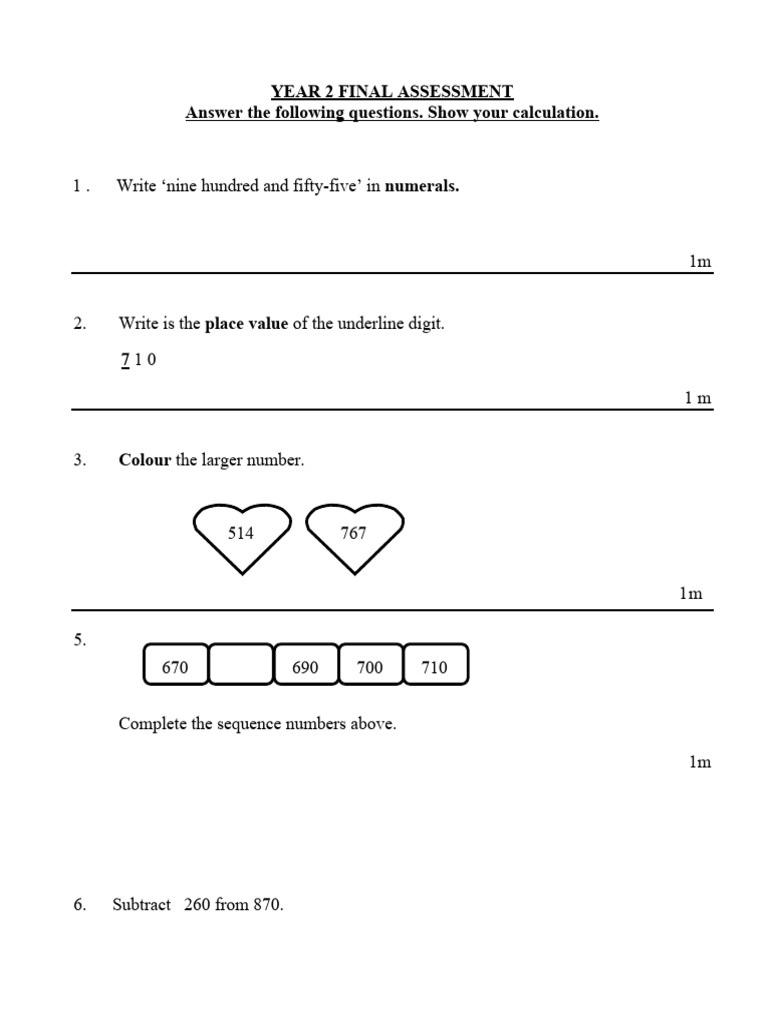 Year 2 | PDF | Mathematics | Arithmetic