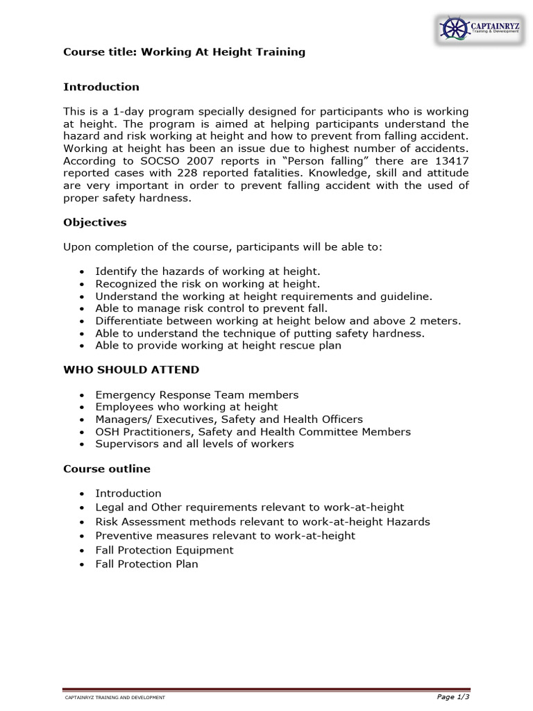 Working at Height Training Course | PDF | Business