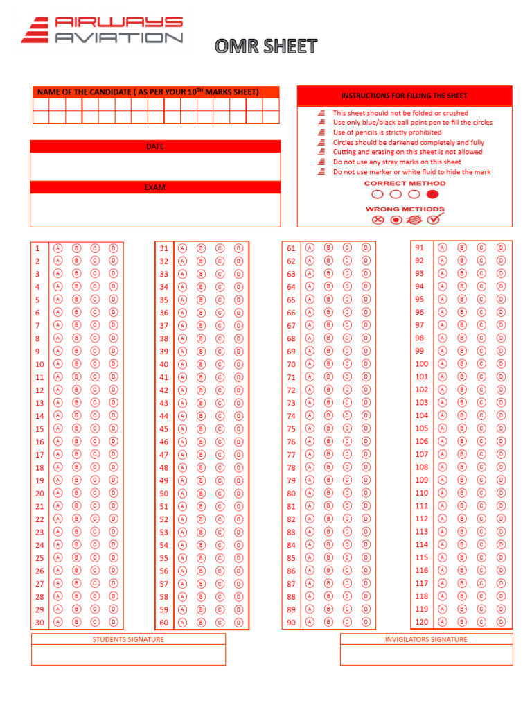 AAA OMR SHEET | PDF | Writing Implements | Stationery