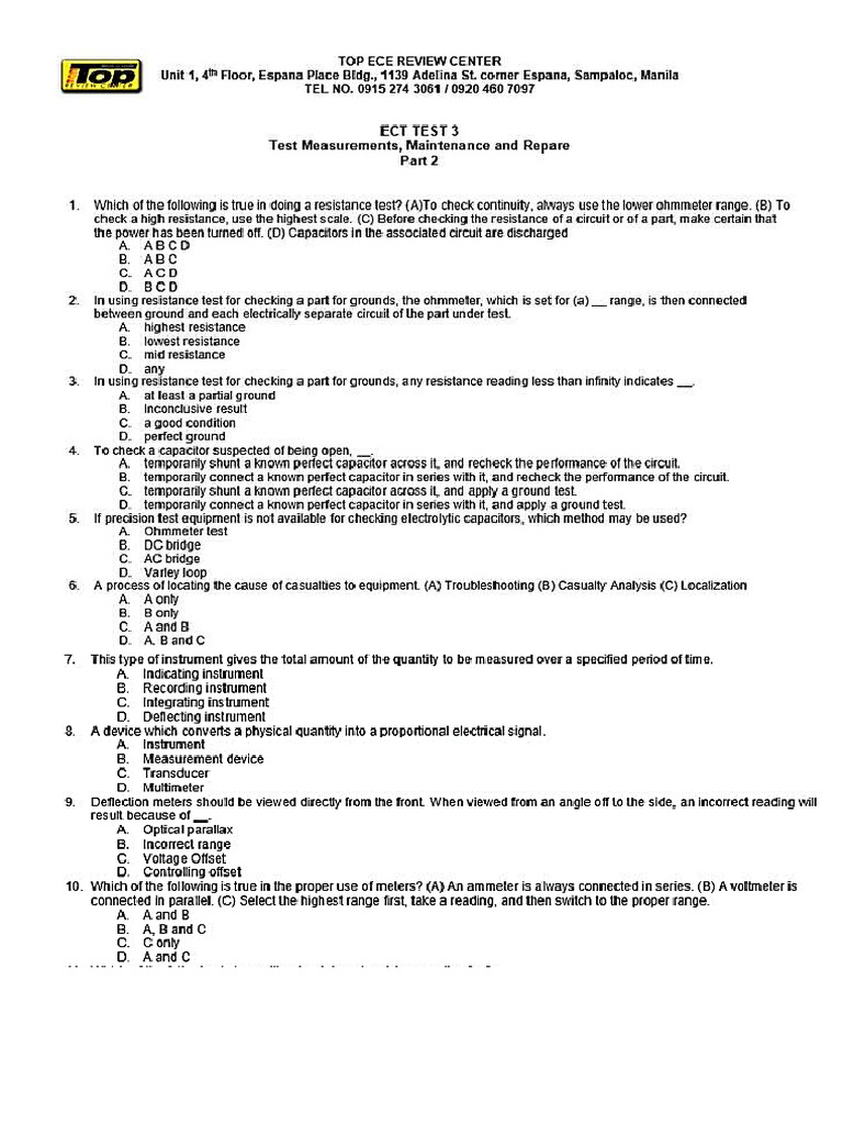 ECT-Test Measurements,Maintenance and Repair Test pt.2 | PDF