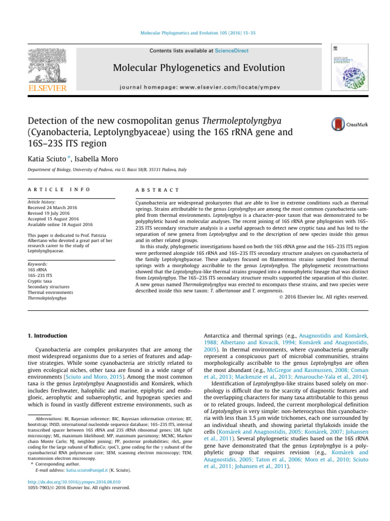 Cyanobacteria 16 S | PDF | 16 S Ribosomal Rna | Ribosomal Rna