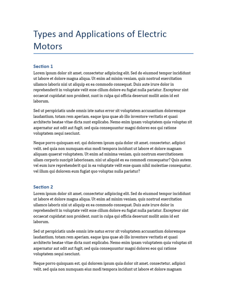 Types and Applications of Electric Motors | PDF