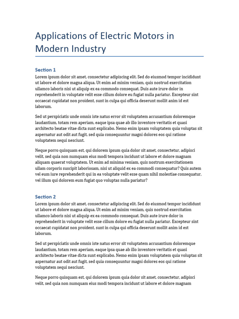 Applications of Electric Motors in Modern Industry | PDF