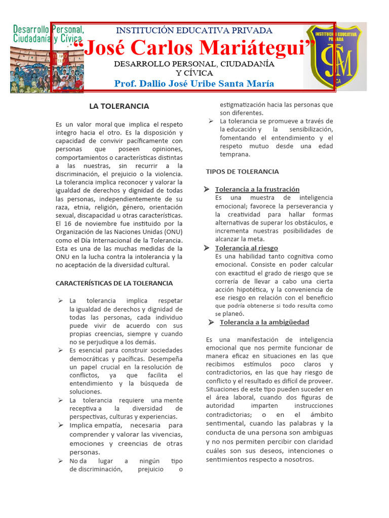 La Tolerancia Separata | PDF | Tolerancia | Las emociones
