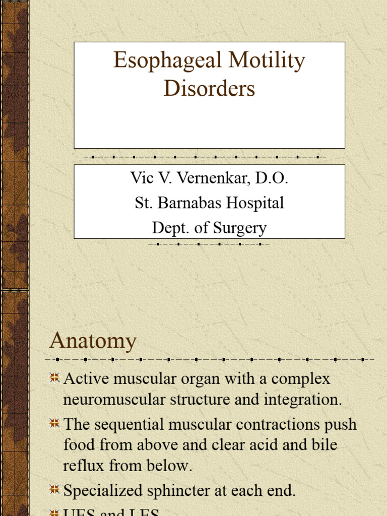Esophageal Motility Disorders | PDF | Esophagus | Gastroenterology