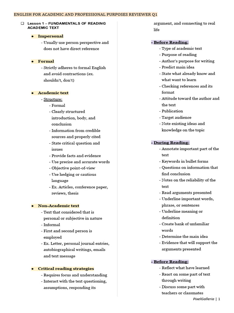 English For Academic and Professional Purposes Reviewer (G12) | PDF | Fallacy | Chart