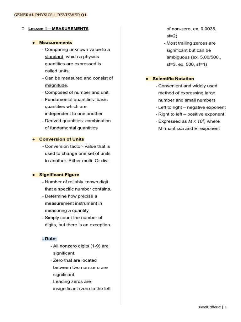 General Physics 1 Reviewer (G12) | PDF | Force | Momentum