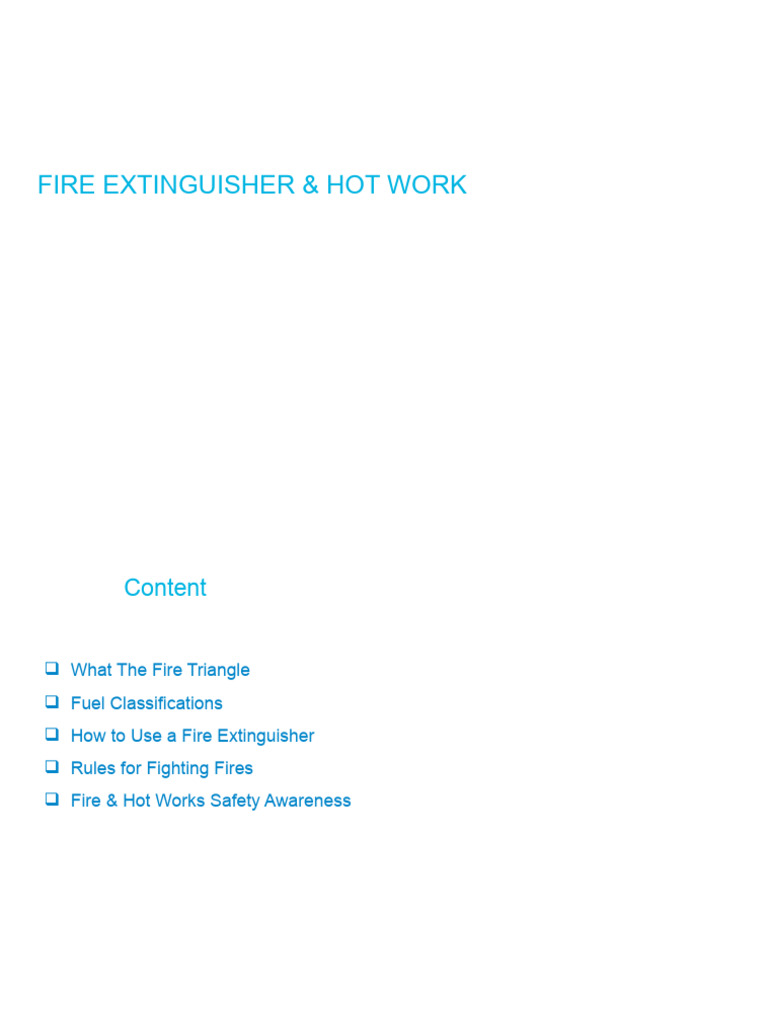 Hot Works Fire Extinguisher Guidelines | PDF | Fires | Combustion